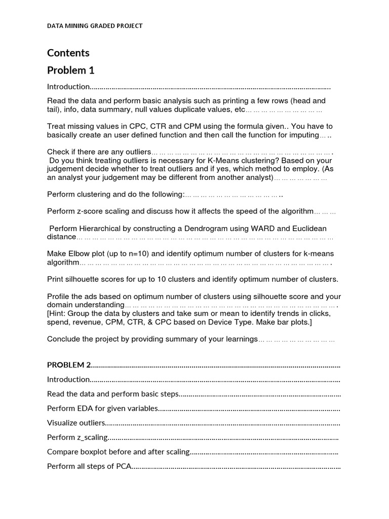 Clustering Project | PDF | Cluster Analysis | Principal Component Analysis Clustering Project | PDF | Cluster Analysis | Principal Component Analysis