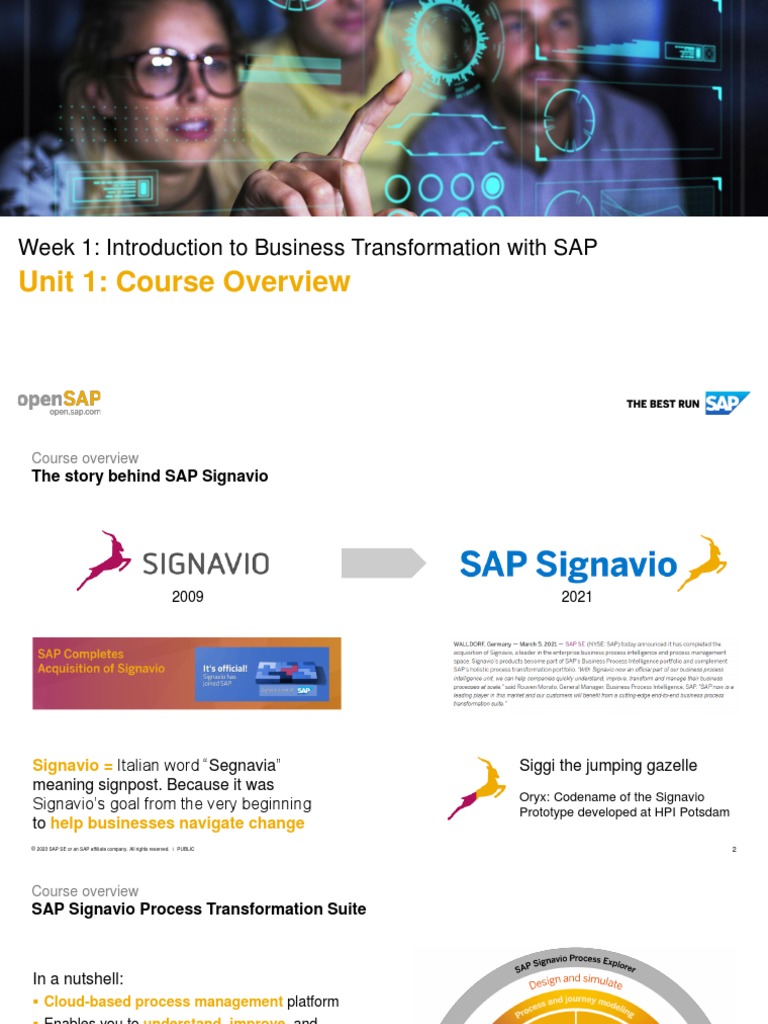OpenSAP Signavio1 Week 1 Unit 1 Intro Presentation | PDF | Business ...