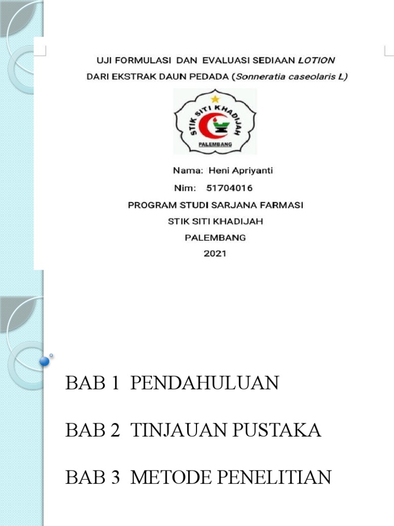 Formulasi Lotion Daun Pedada | PDF