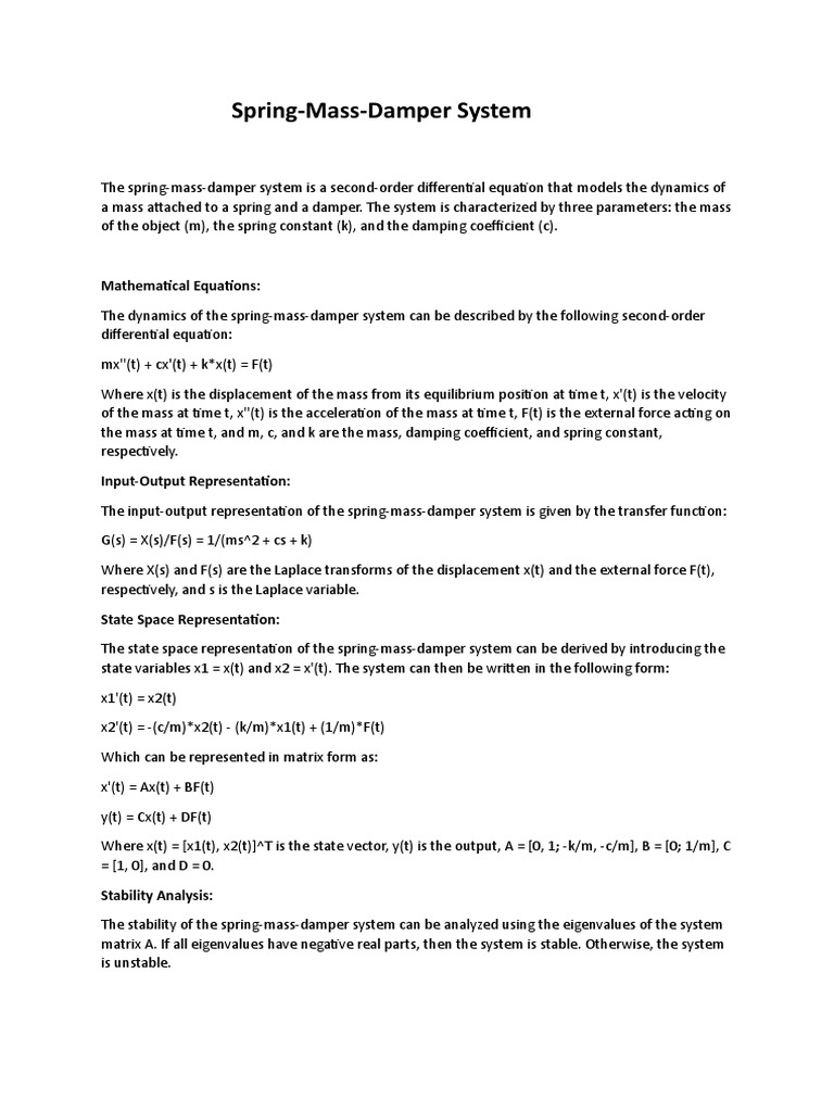 Spring Mass Dumper Project Report | PDF | Stability Theory | Physics