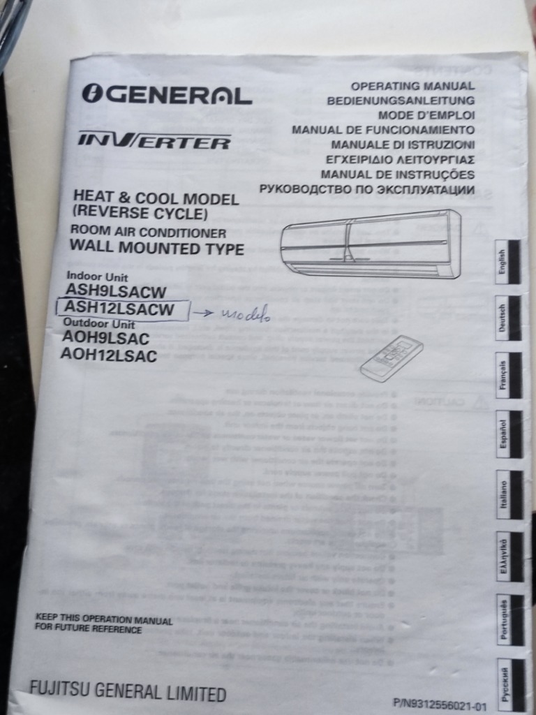 Manual General ASH12LSACW | PDF