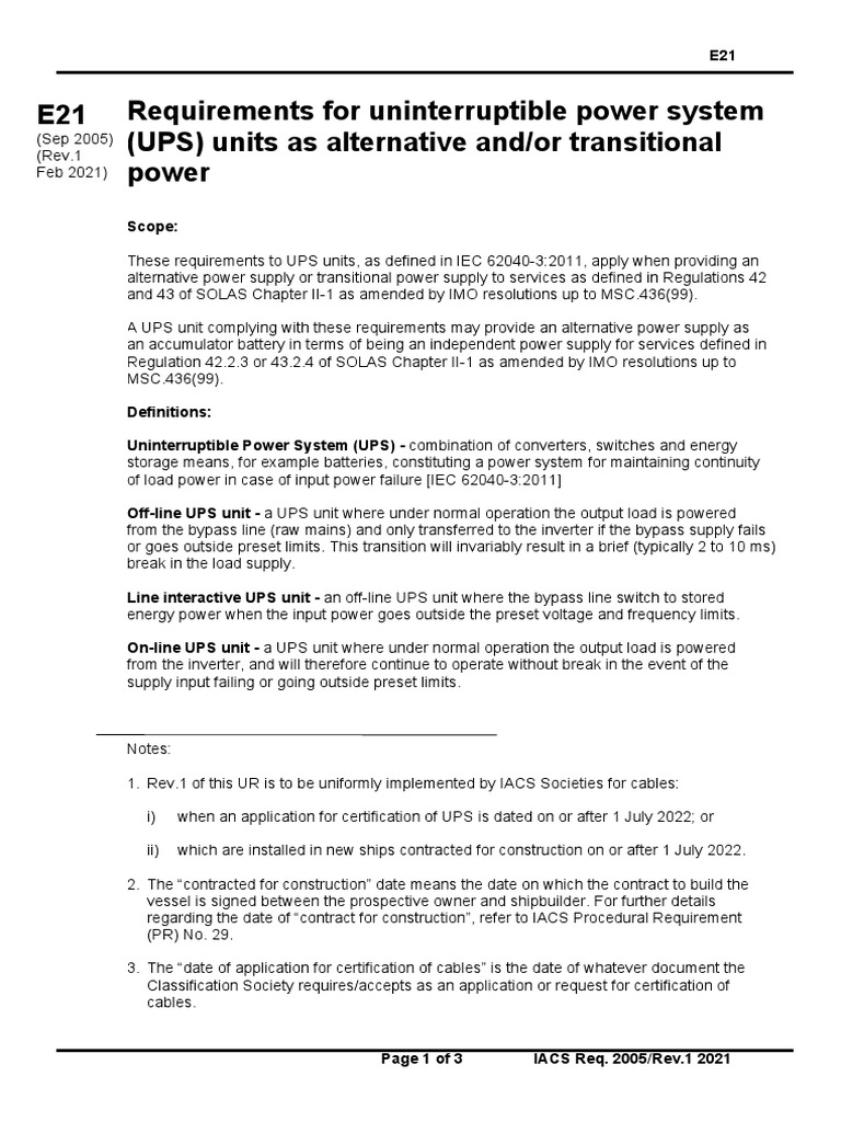Requirements For Uninterruptible Power System | PDF | Power Supply ...