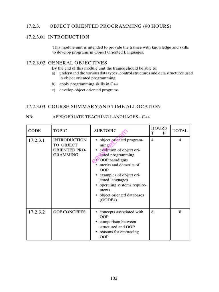 Object Oriented Programming Course Overview | PDF