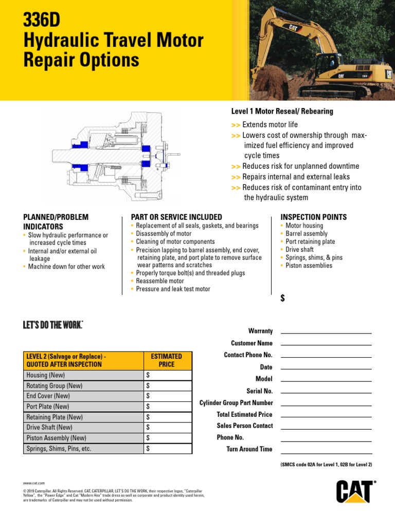 Level 1 Motor Reseal/ Rebearing: (SMCS Code 02A For Level 1, 02B For ...