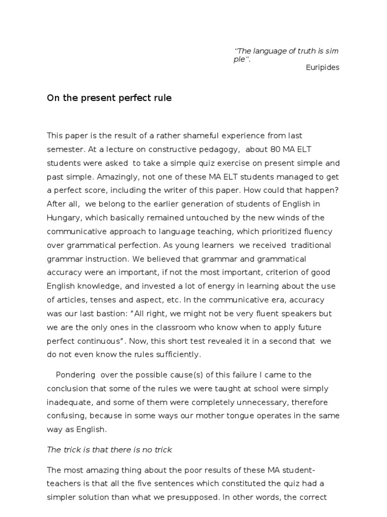 On The Present Perfect Rule | PDF | Grammatical Tense | English Language