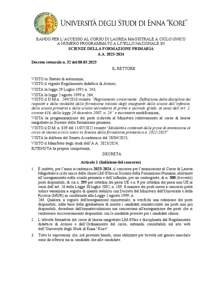 Bando SFP 2023 2024 | PDF