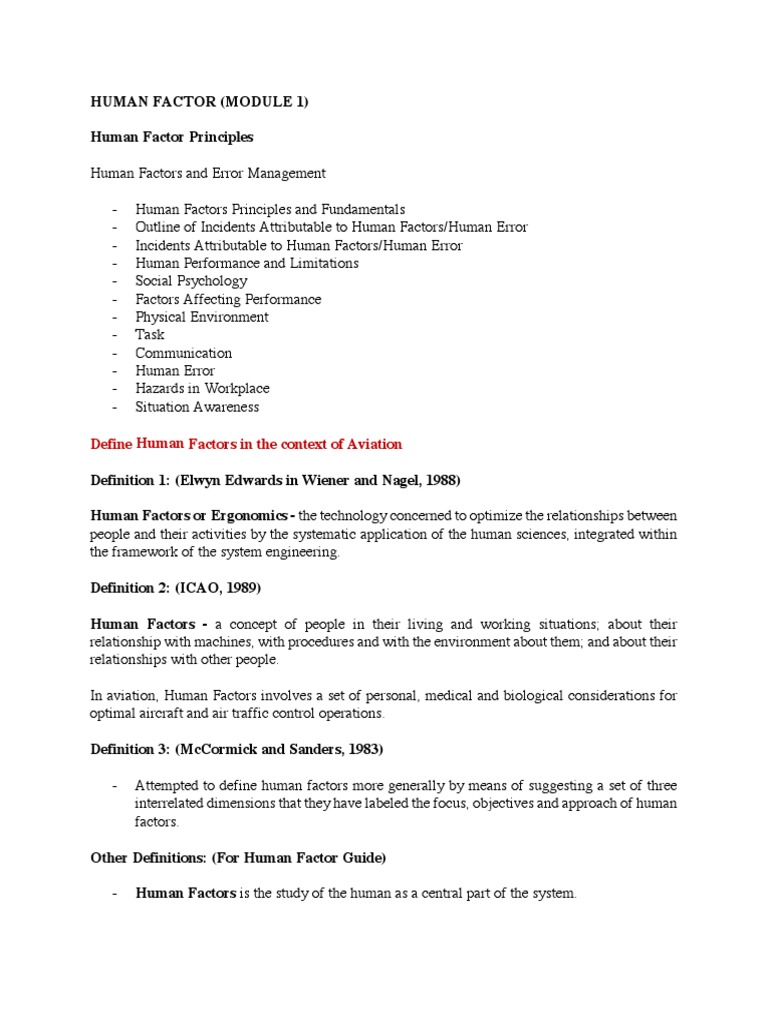 HUMAN-FACTOR-Module-1 | PDF