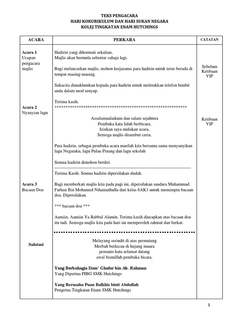 Teks Hari Sukan Hari Koko Pdf