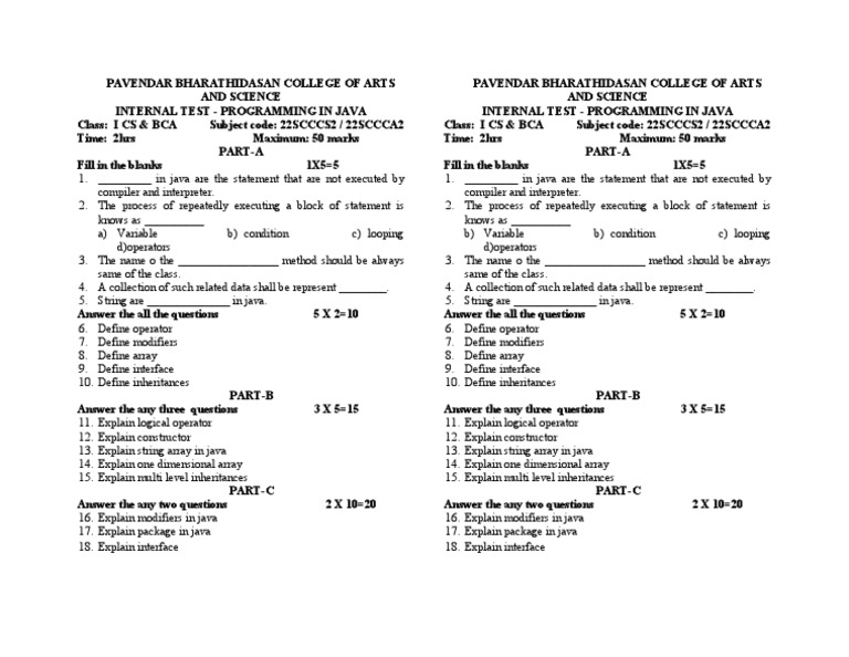 Java It First Year Pdf Java Programming Language Class Computer Programming