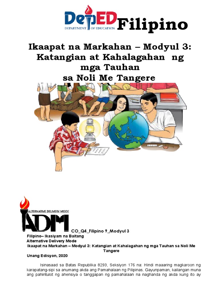 Filipino 9 Q4 M3 NoliMeTangereKatangianatKahalagahanngmgaTauhan Layout | PDF