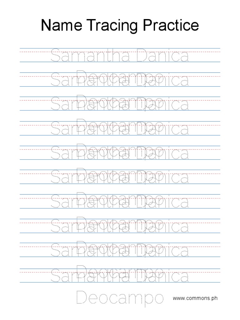 Name Tracing - Samantha Danica Deocampo | PDF