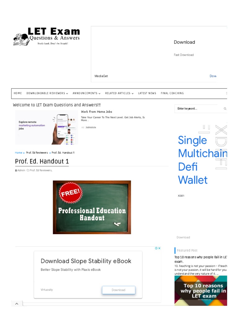 Prof. Ed. Handout 1 - LET EXAM - Questions & Answers | PDF ...