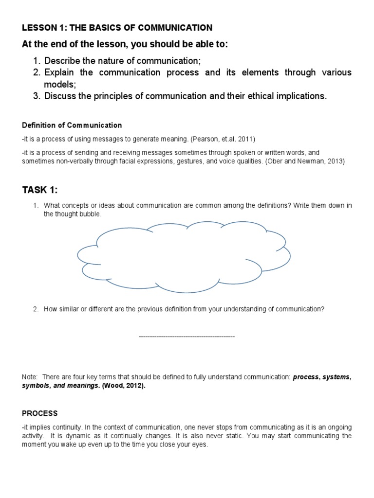 Lesson-1the Basics-Of Communication | PDF | Communication | Linguistics