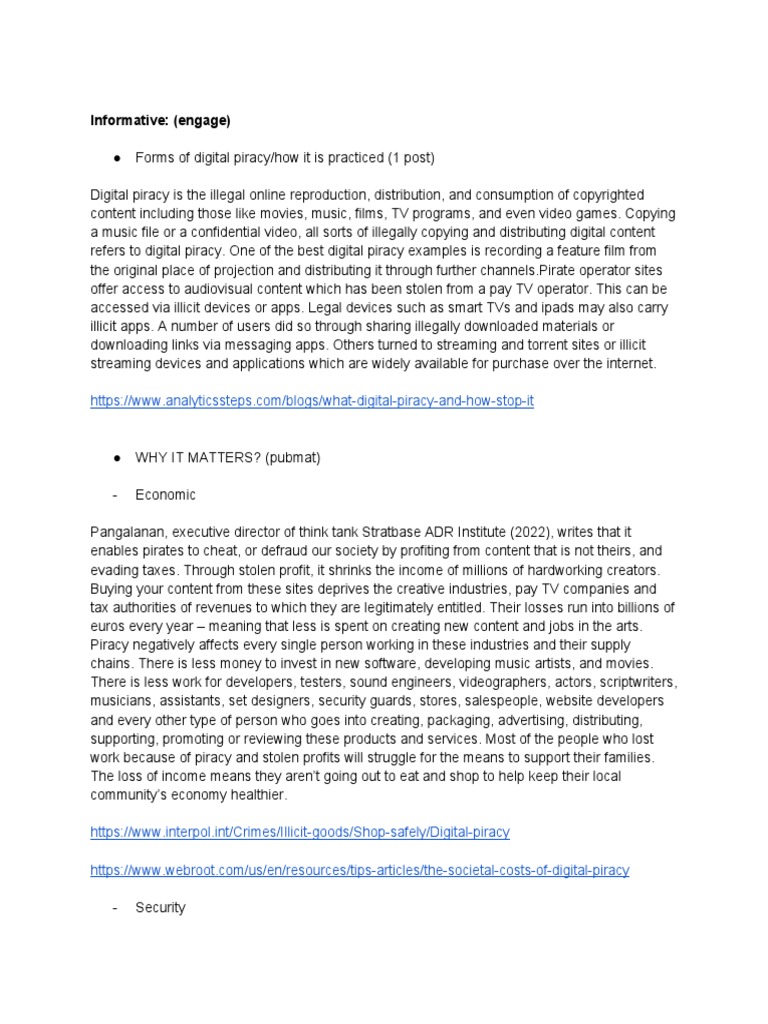 The Dangers of Digital Piracy in The Philippines | PDF | Copyright ...