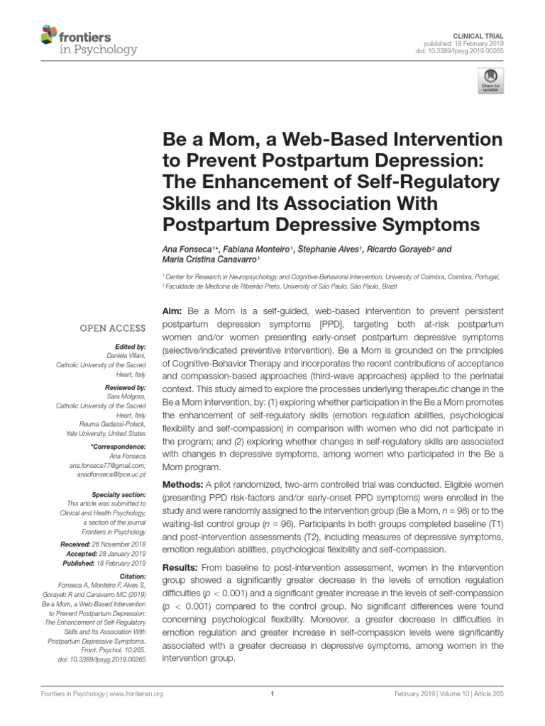 Be A Mom, A Web-Based Intervention To Prevent Postpartum Depression ... Be A Mom, A Web-Based Intervention To Prevent Postpartum Depression ...