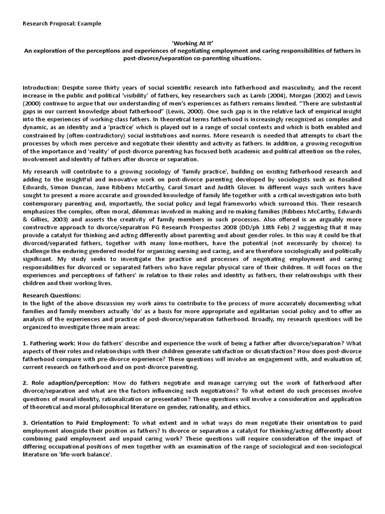 Research Proposal | PDF | Sociology | Father