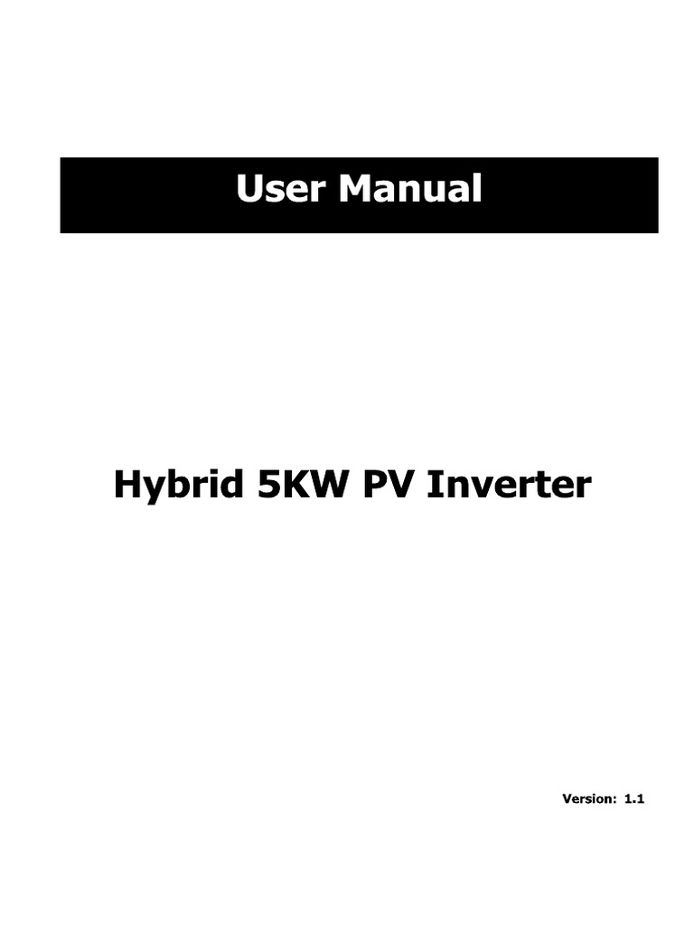 InfiniSolar Plus 5kW Manual - Hybrid | PDF