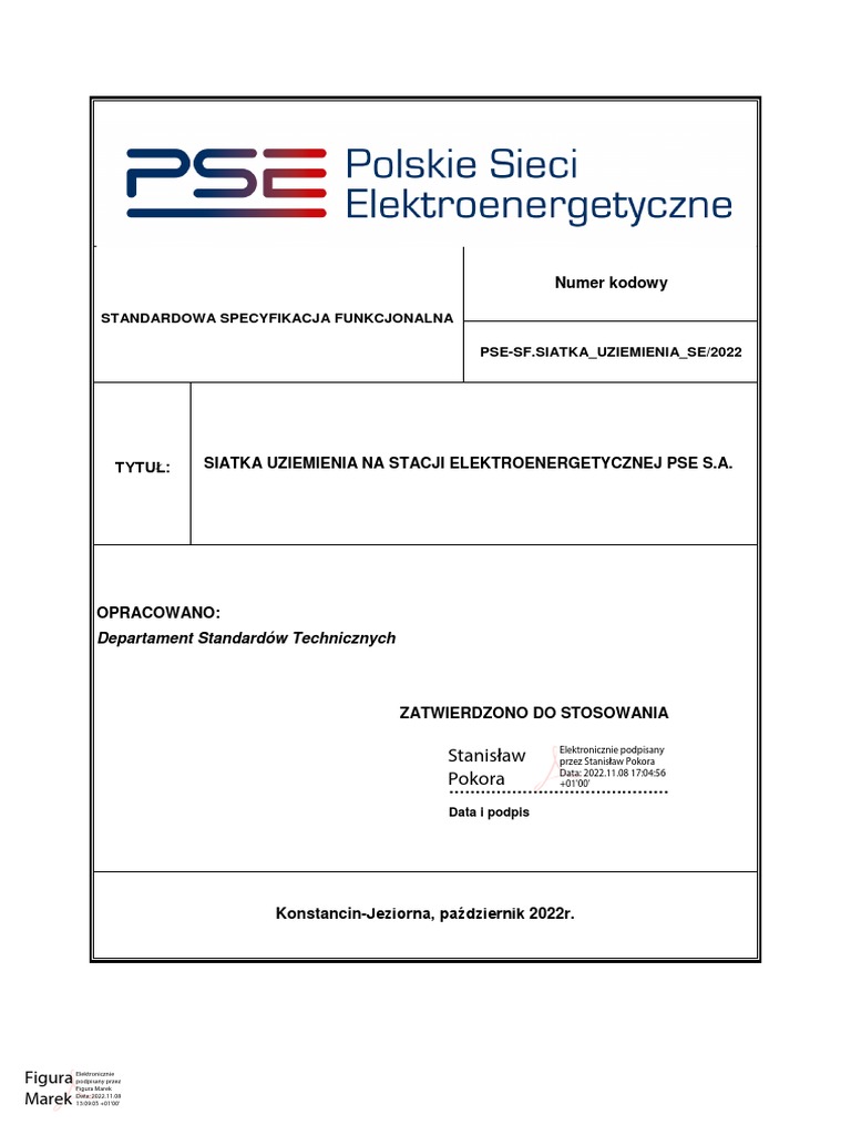 Siatka Uziemienia Na Stacji Elektroenergetycznej PSE S.A | PDF