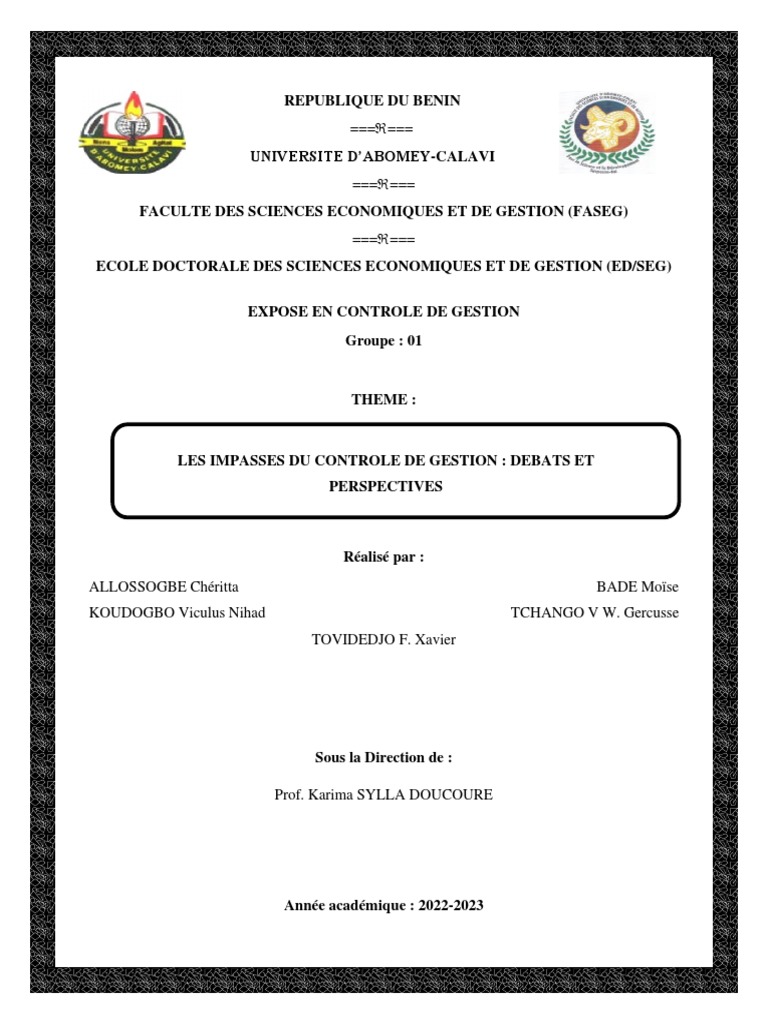 Impasses et perspectives du contrôle de gestion | PDF | Évolution de ...
