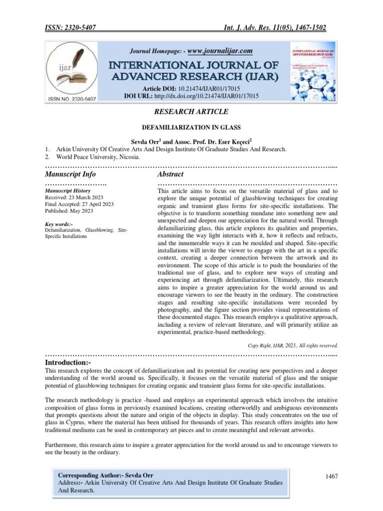 Defamiliarization in Glass | PDF | Glasses | Installation Art