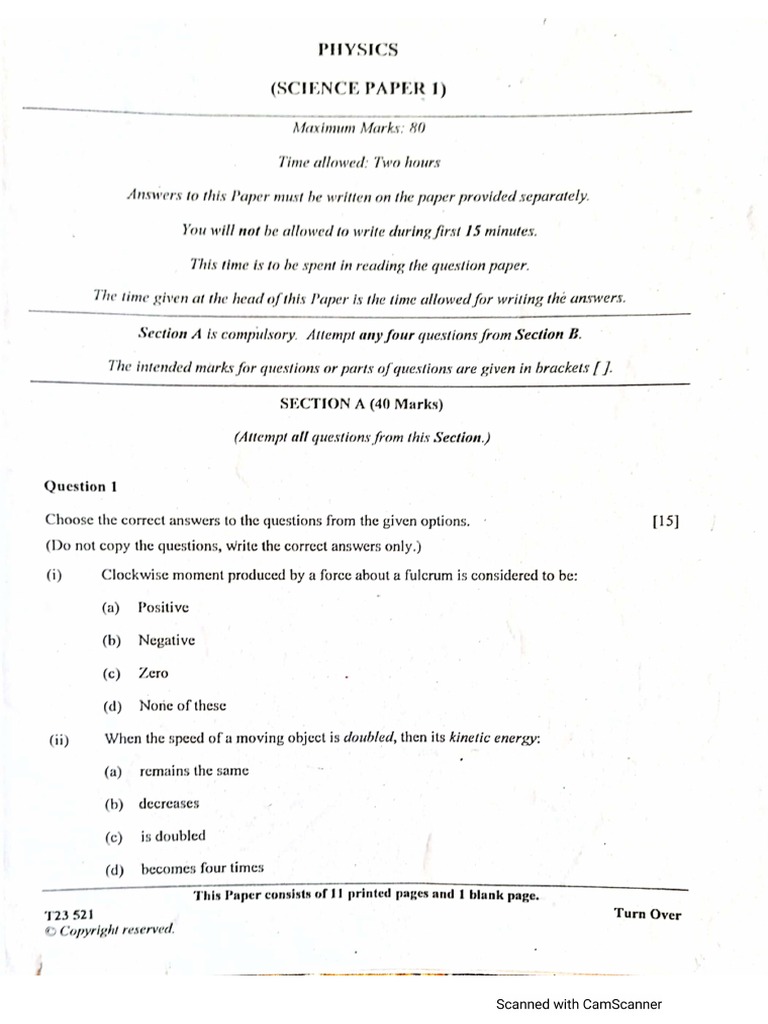 icse-calass-10-march20-physics-question-paper-2023 | PDF