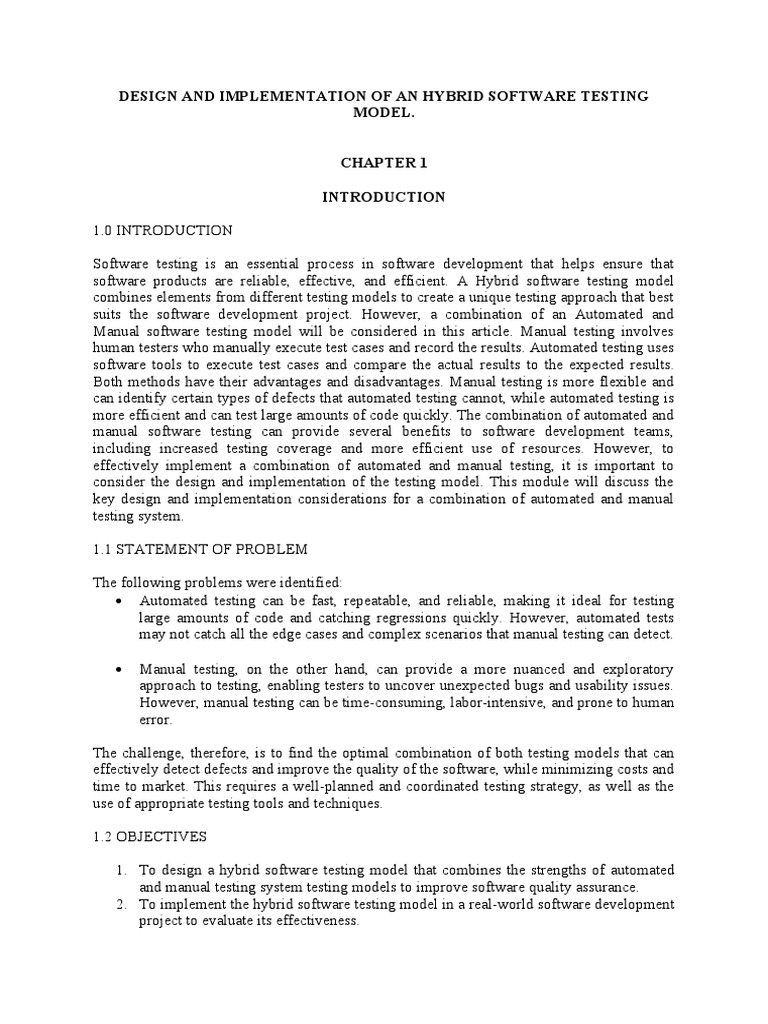 Design And Implementation Of An Hybrid Software Testing Model Pdf Software Testing Systems