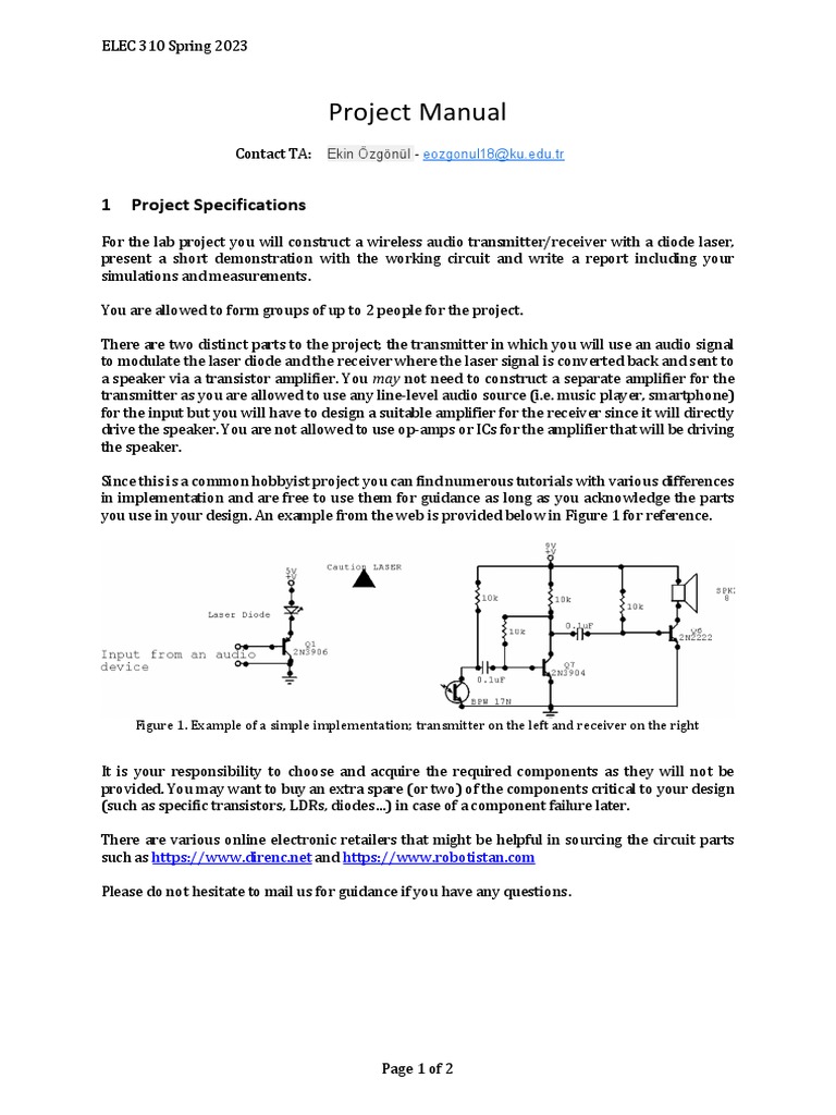 Elec310 Spring23 Project Manual | PDF