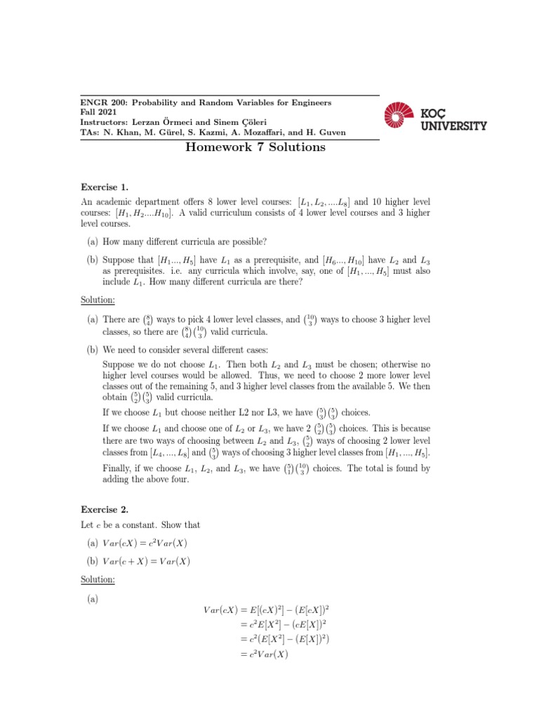 Homework 7 Solutions | PDF | Odds | Curriculum