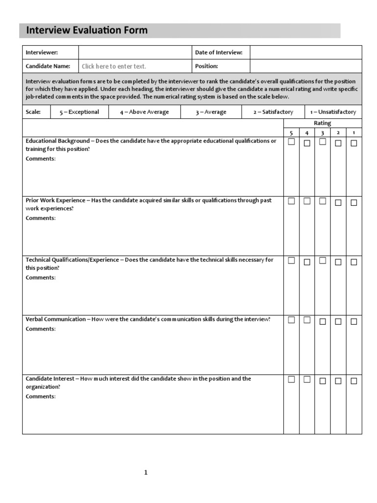 Interview Evaluation Form | PDF | Skill | Communication