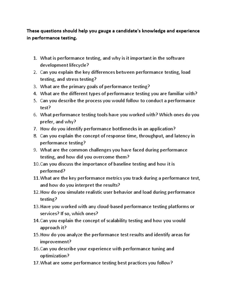 Senior - Performance Testing Interview Questions | PDF