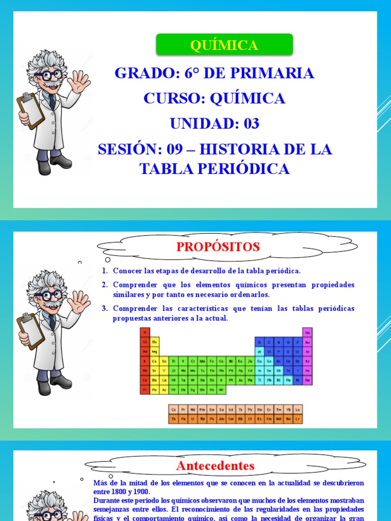 6to - Historia de la Tabla Periódica | PDF | Tabla periódica | Química