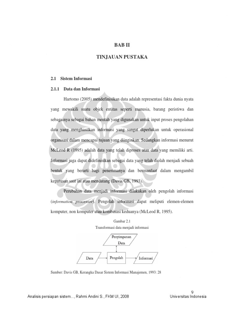 Bab Ii Tinjauan Pustaka: 2.1 Sistem Informasi 2.1.1 Data Dan Informasi | PDF