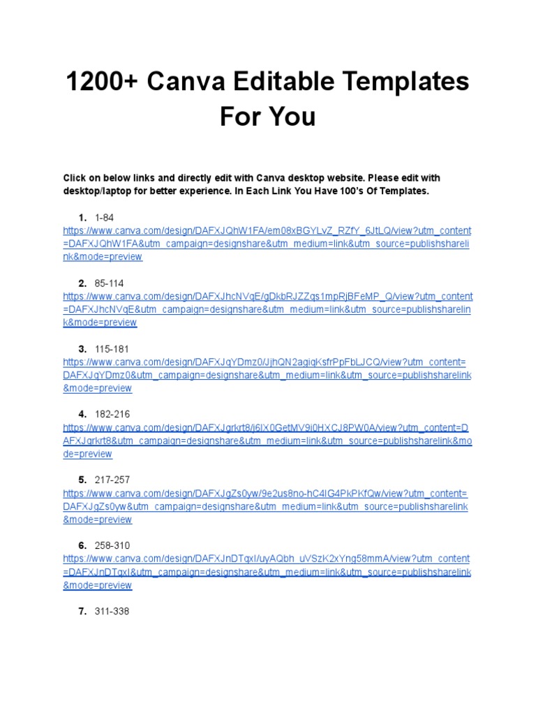1200+ Free Editable Canva Templates | PDF | Computers
