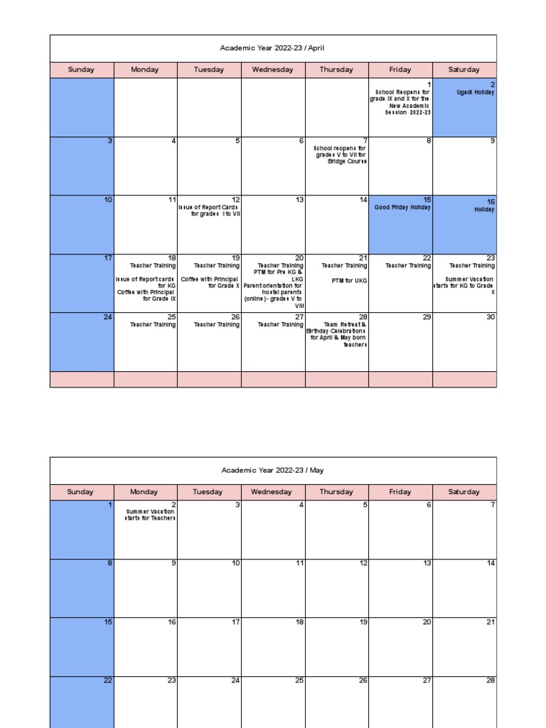 Academic Year Calendar 2022 2023 Updated | PDF | Academic Term | Observances
