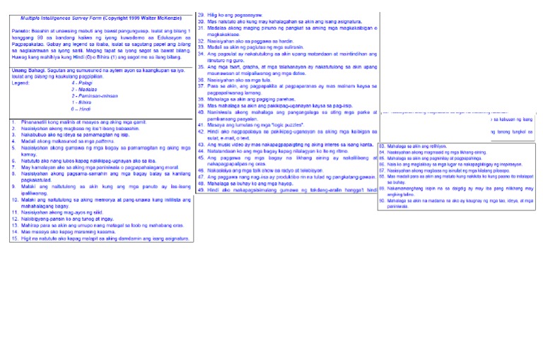Multiple Intelligence Test | PDF