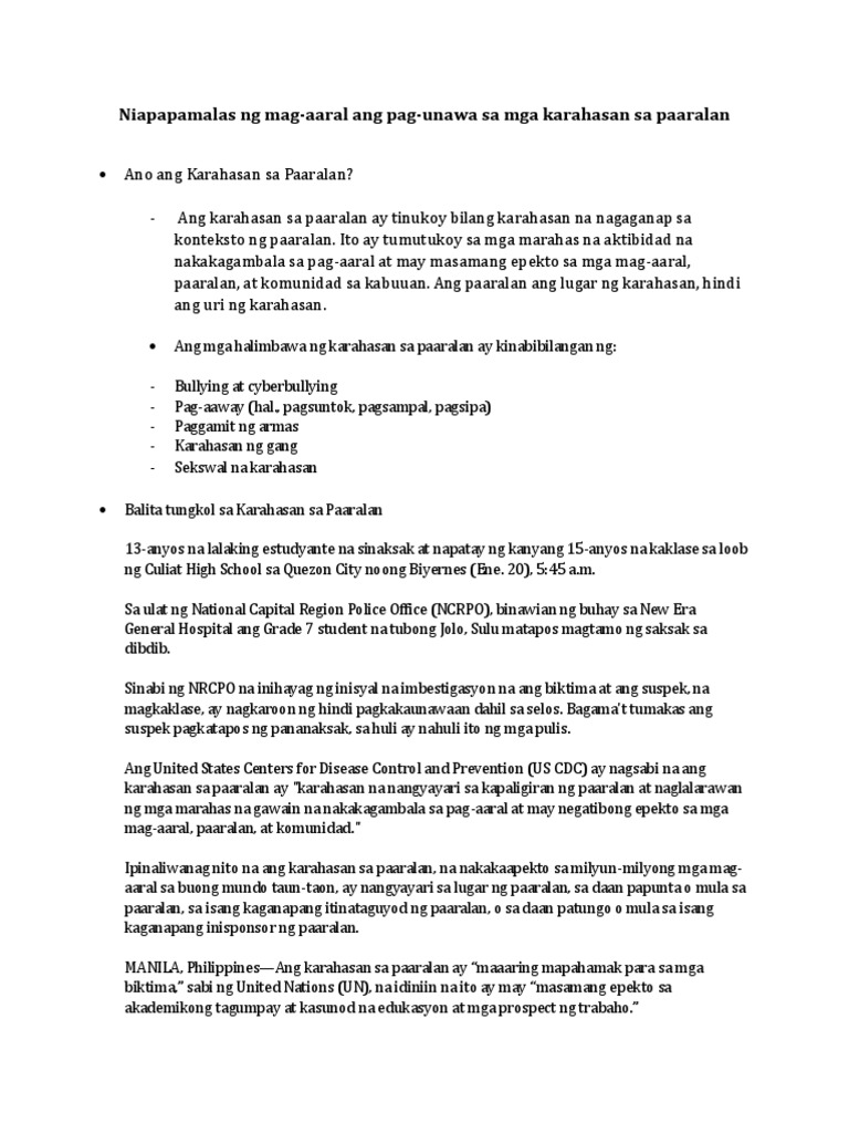 Karahasan Sa Paaralan | PDF