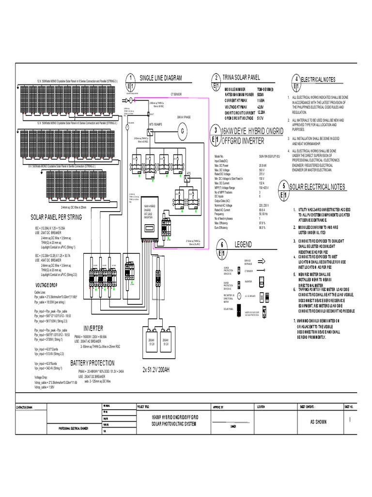 16KW DEYE 500W TRINA Model | PDF | Alternating Current | Solar Panel