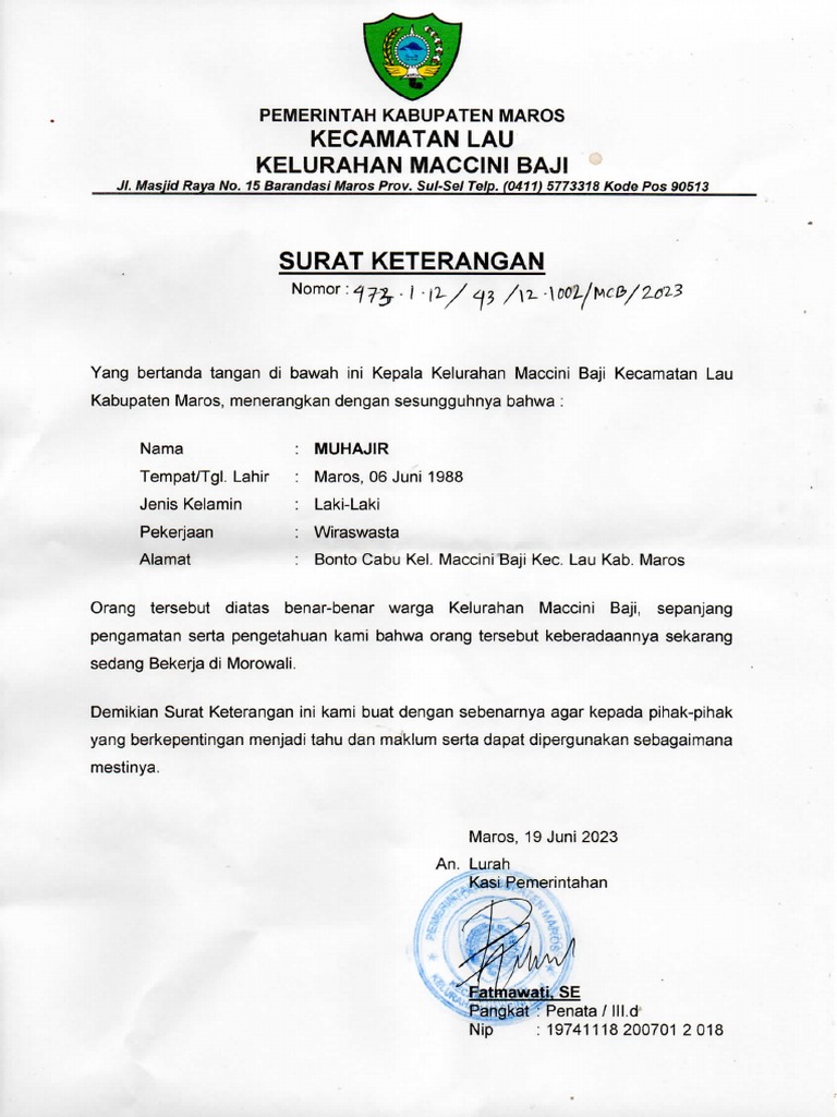 Surat Keterangan | PDF