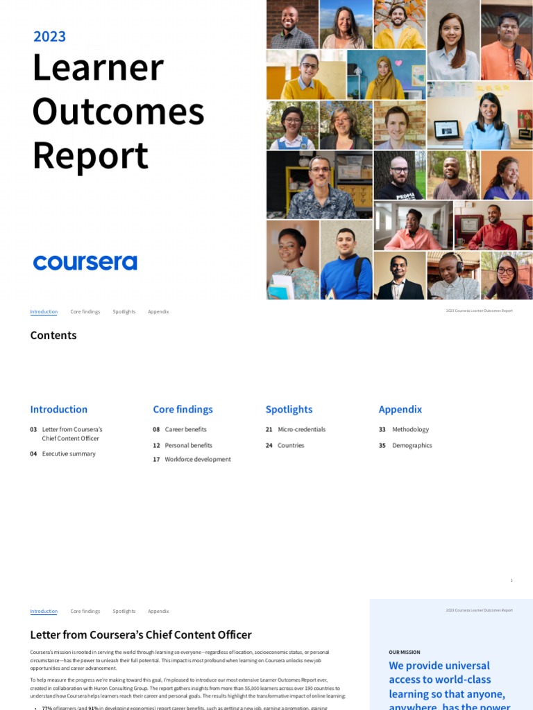Learner Outcomes Report 2023 Coursera | PDF | Learning | Educational Technology
