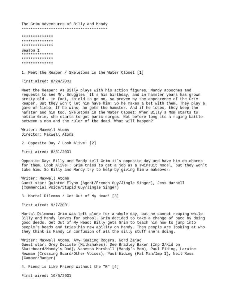 Grim Adventures of Billy and Mandy, The (Seasons 1-7) | PDF