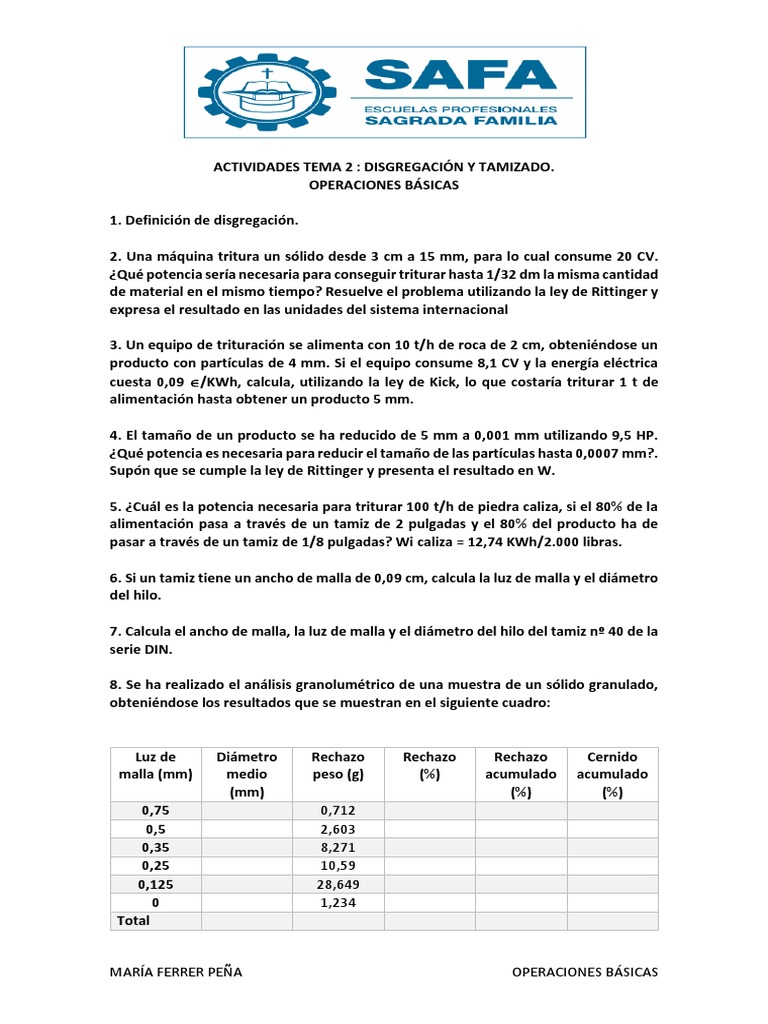 Disgregación y Tamizado 2 | Descargar gratis PDF | Naturaleza