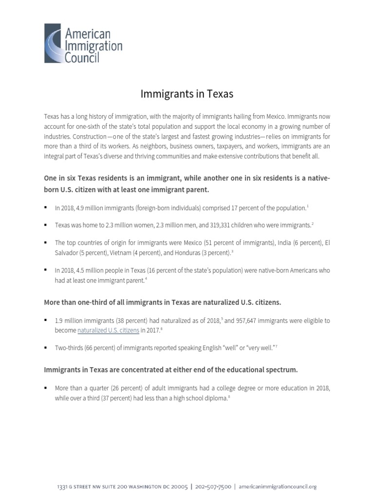 Immigrants in Texas | PDF | Deferred Action For Childhood Arrivals ...