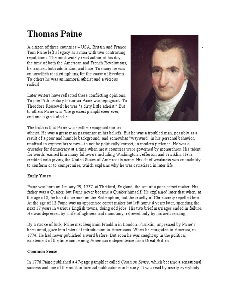 Thomas Paine | PDF | Thomas Paine | Common Sense
