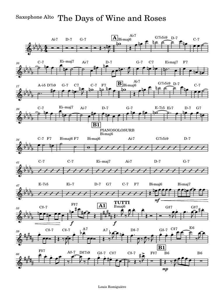 The_Days_of_Wine_and_Roses-Saxophone_Alto | PDF