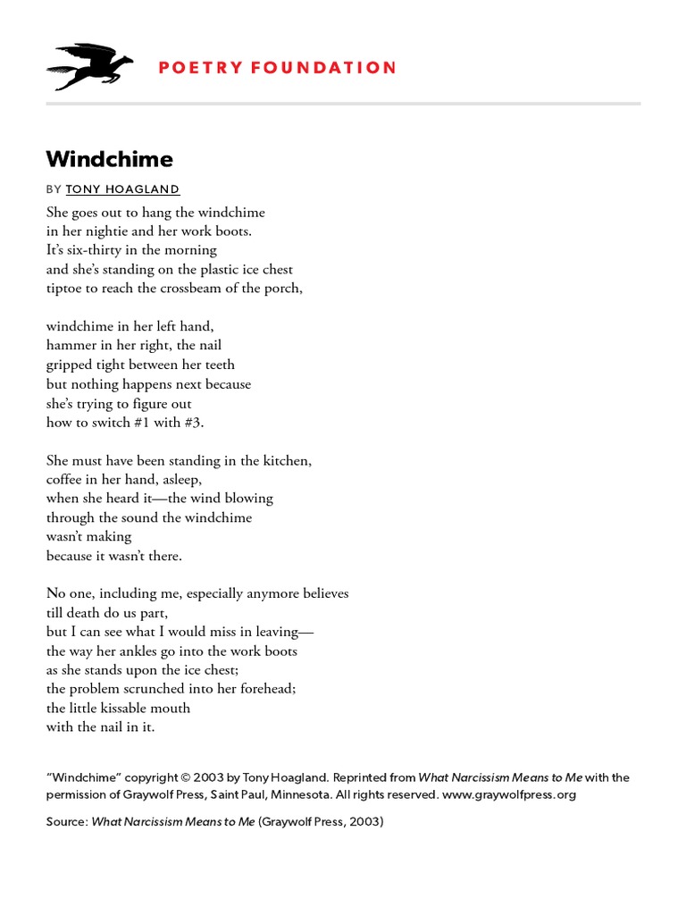 Windchime by Tony Hoagland _ Poetry Foundation | PDF