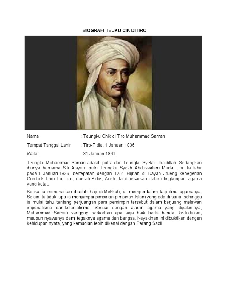 Biografi Teuku Cik Ditiro | PDF