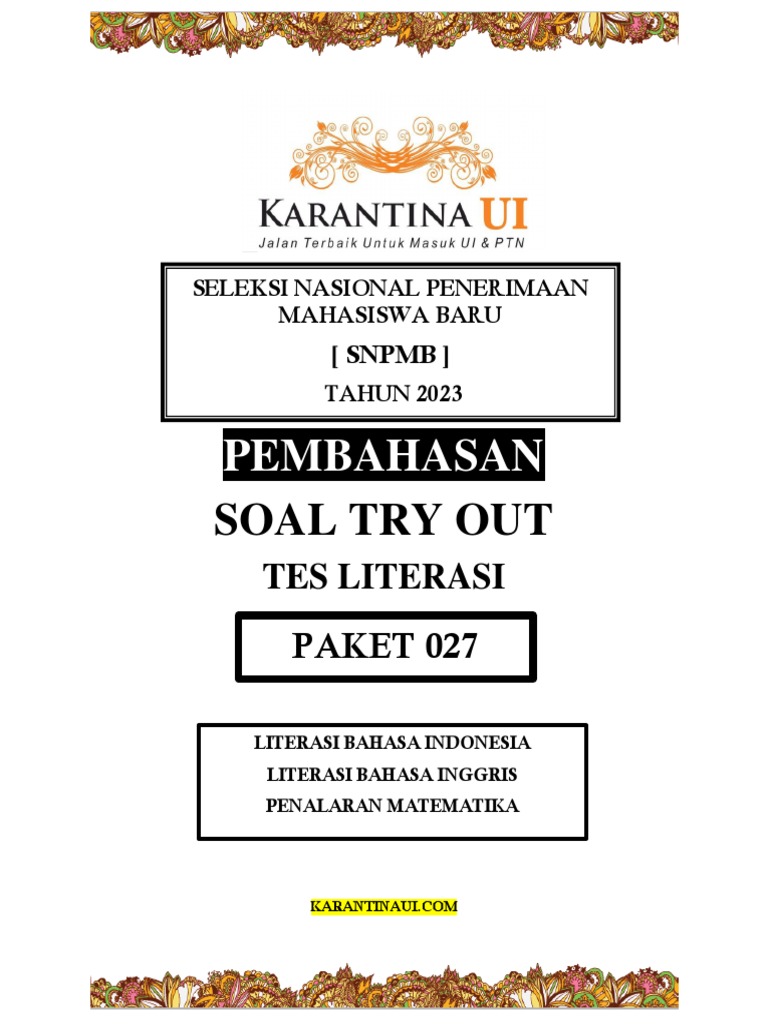 Pembahasan Try Out Literasi Paket 027 | PDF