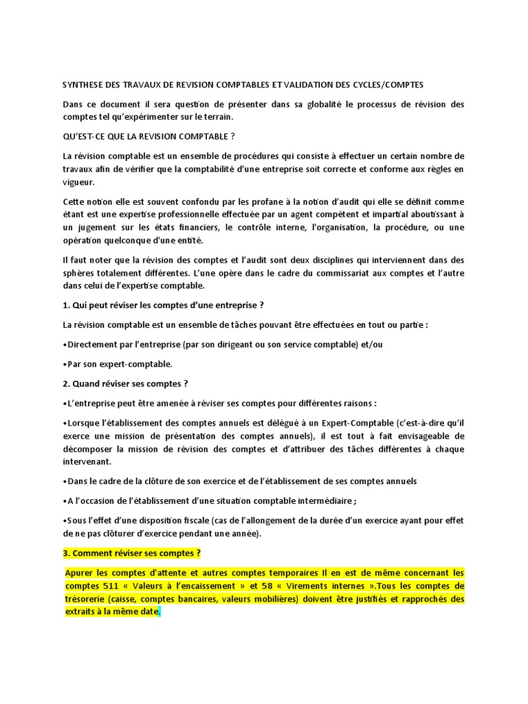 Révision Comptable : Guide Pratique | PDF | Comptabilité | Audit financier