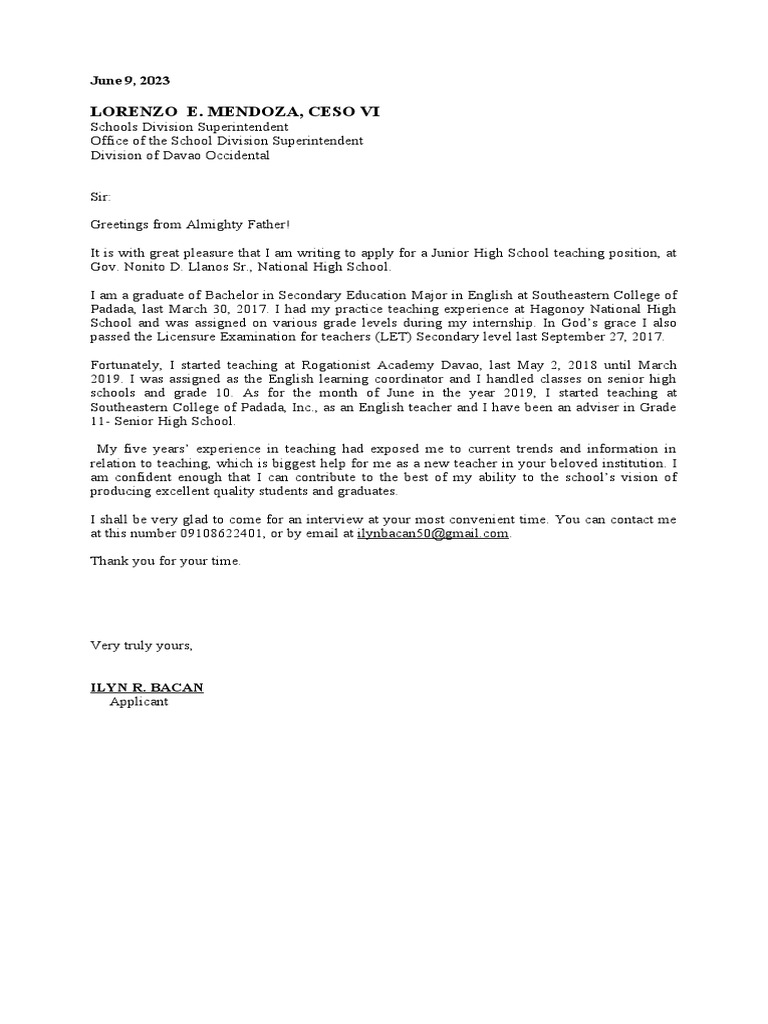 Letter of Intent (JHS) | PDF | Career & Growth | Language Arts & Discipline