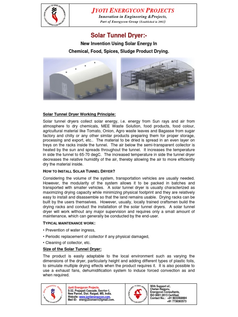 Solar Tunnel Dryer | PDF | Clothes Dryer | Climate Change